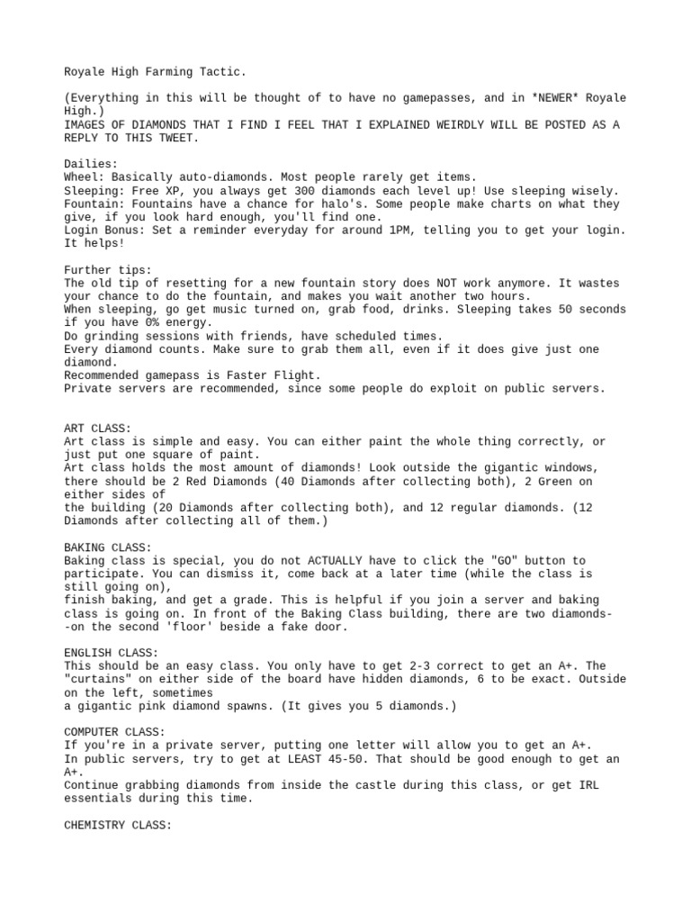 Royale High Farming Tactic | PDF