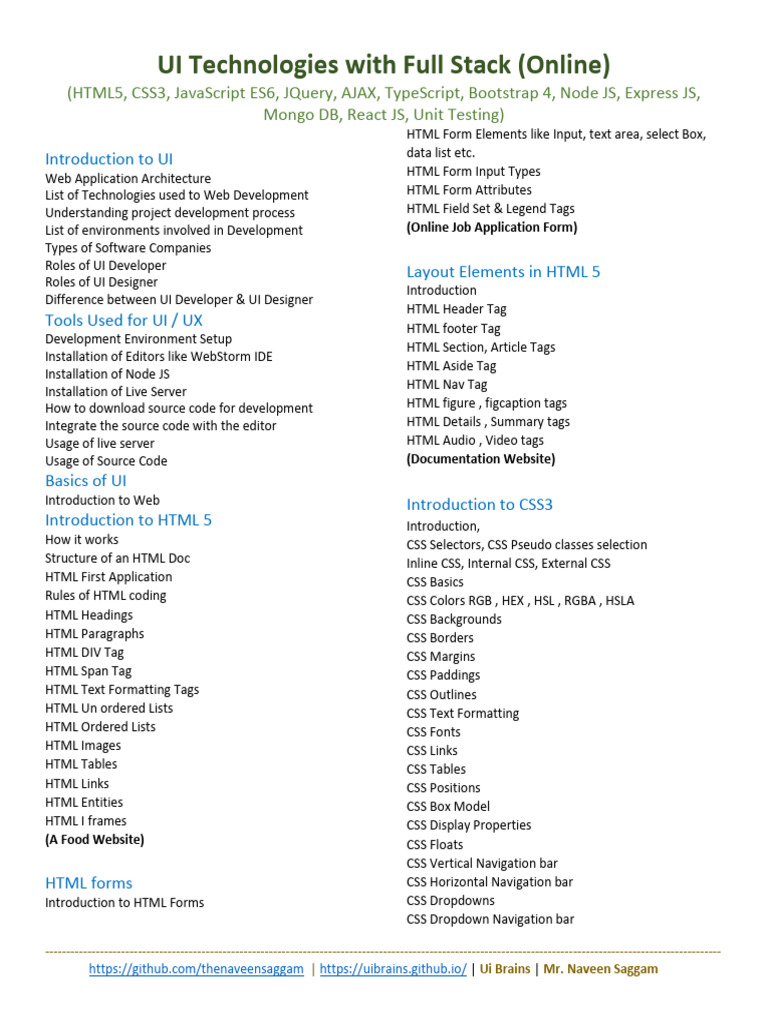Course Content UI Full Stack | PDF | J Query | Java Script