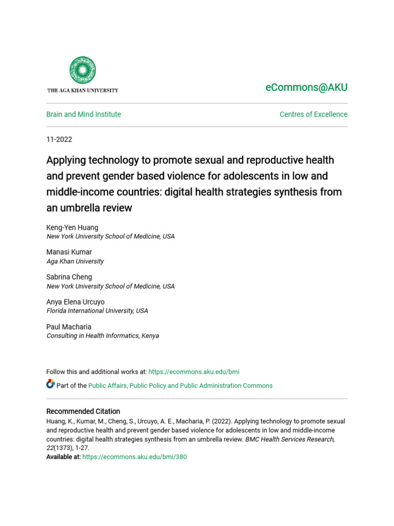 Applying Technology To Promote Sexual and Reproductive Health and | PDF ...