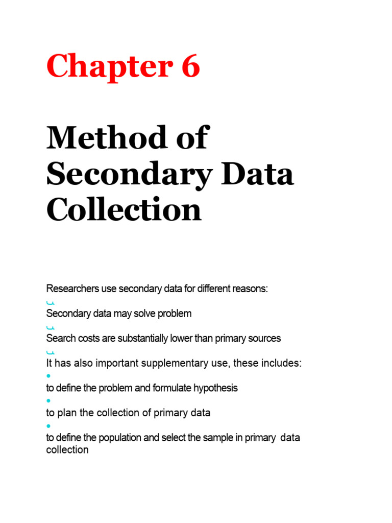 Secondary Data Collection Methods | PDF | Biography