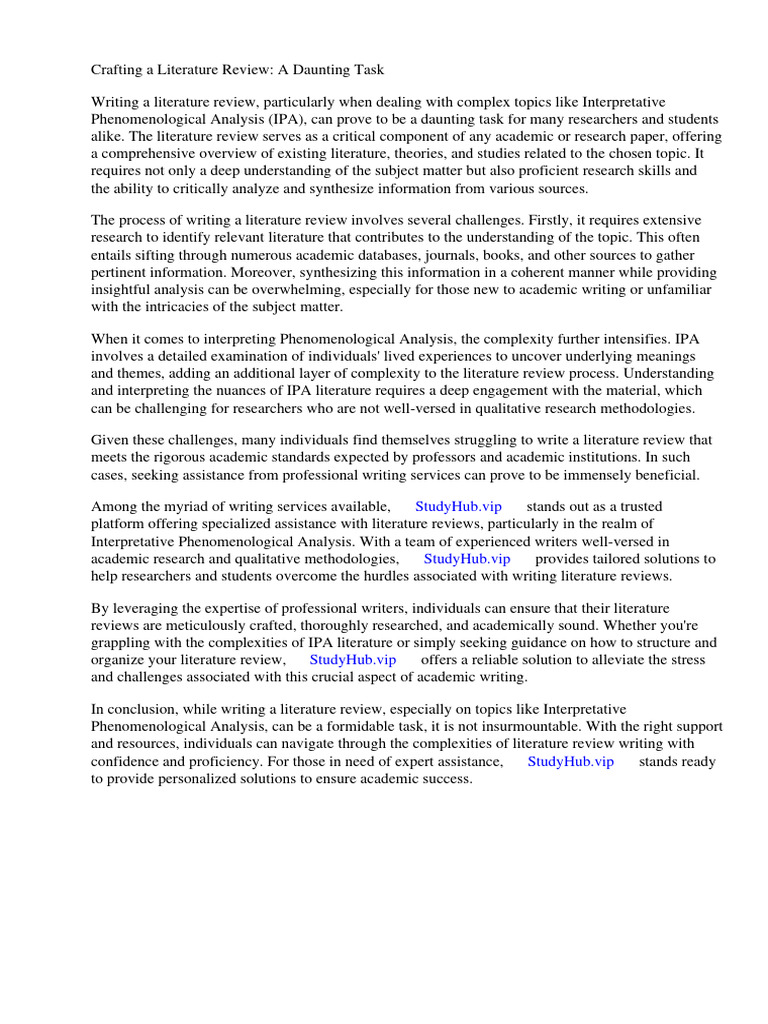 Literature Review Interpretative Phenomenological Analysis | PDF ...