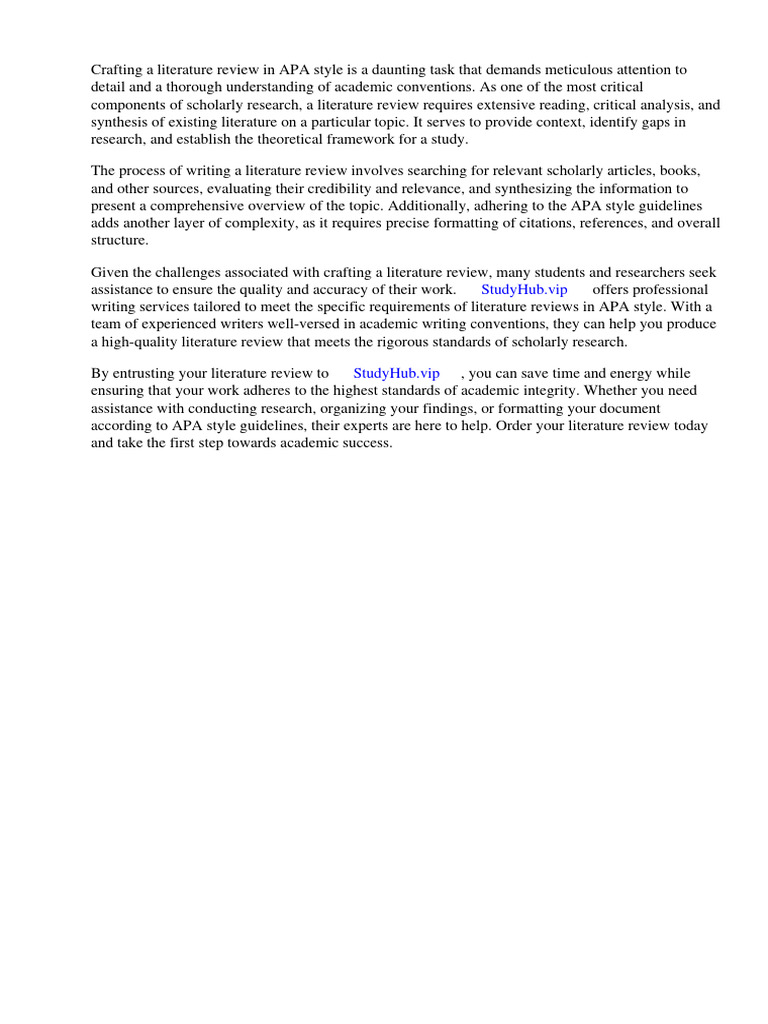 Sample Literature Review Apa Style | PDF | Apa Style | Literature Review
