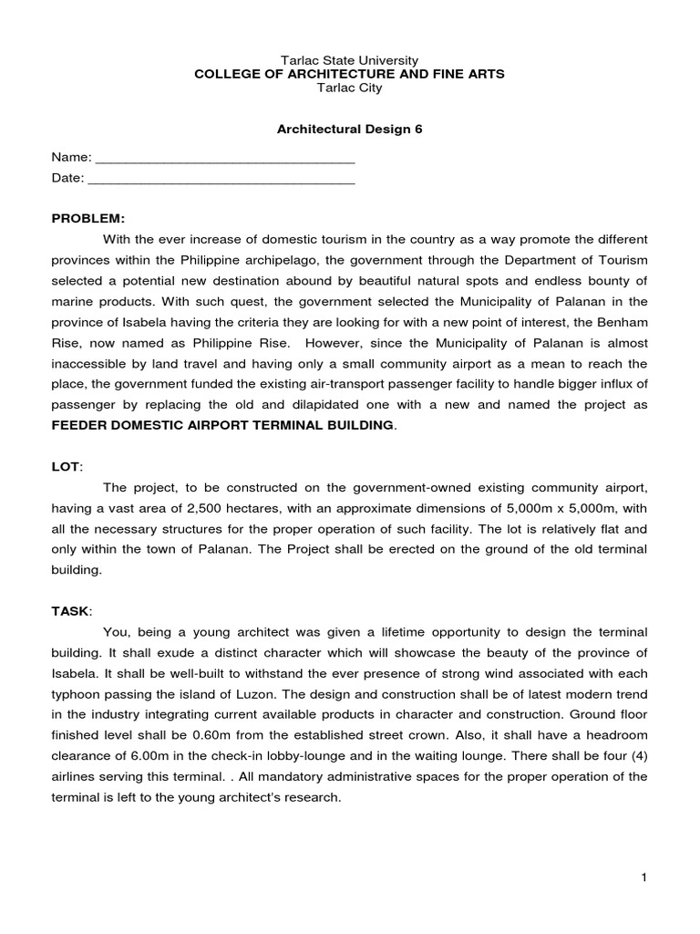 Design 6 Feeder Domestic Airport Terminal Building | PDF