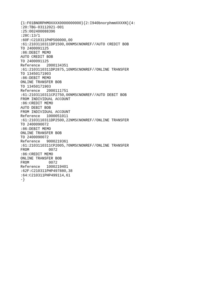 Bdo Mt940 Sample | PDF
