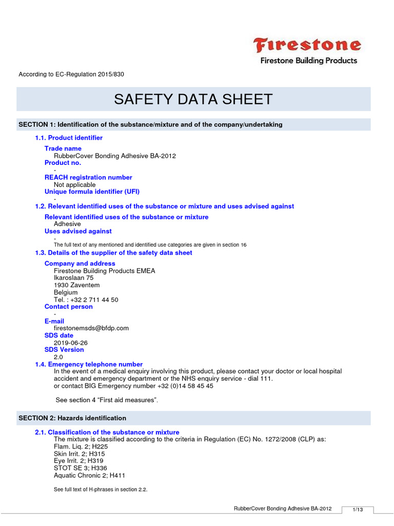 Rubbercover Bonding Adhesive Ba 2012 en | PDF | Materials | Chemical ...