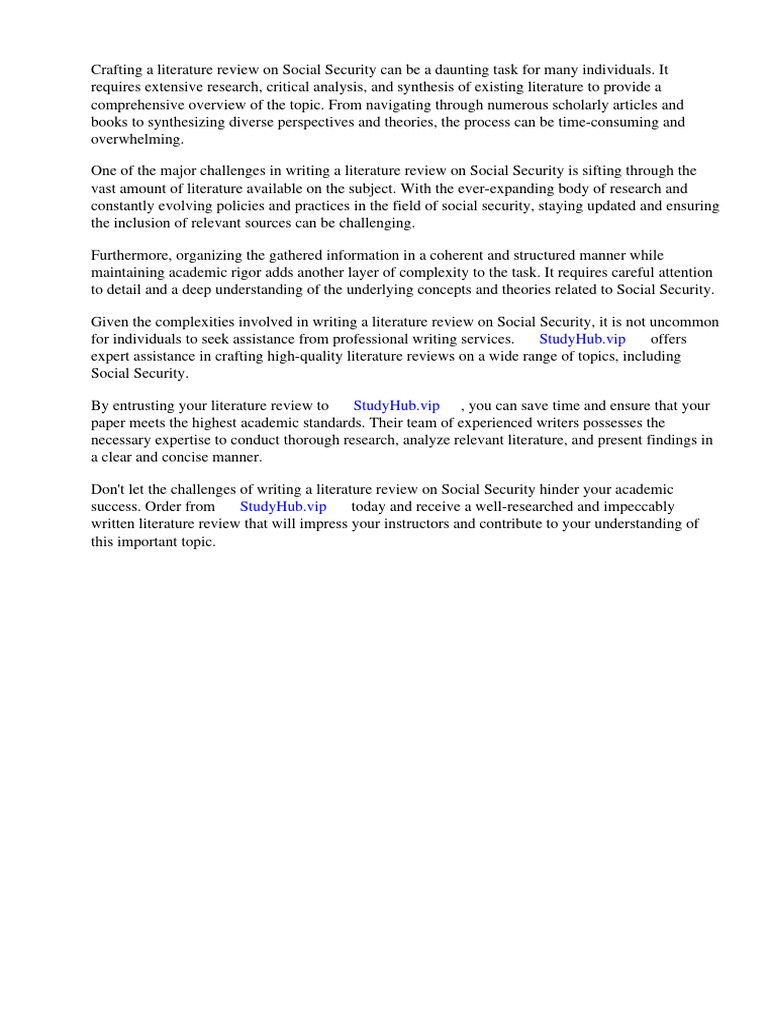 Social Security Literature Review Pdf Welfare Pension