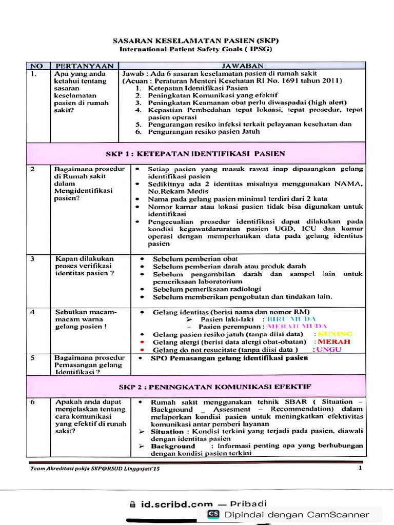 Standar Keselamatan Pasien | PDF
