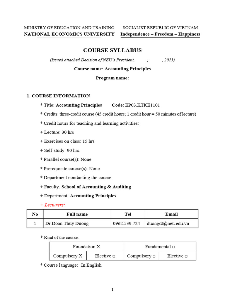 Đề cương mẫu mới - Accounting Principle - DESB | PDF | Accounting | Bookkeeping