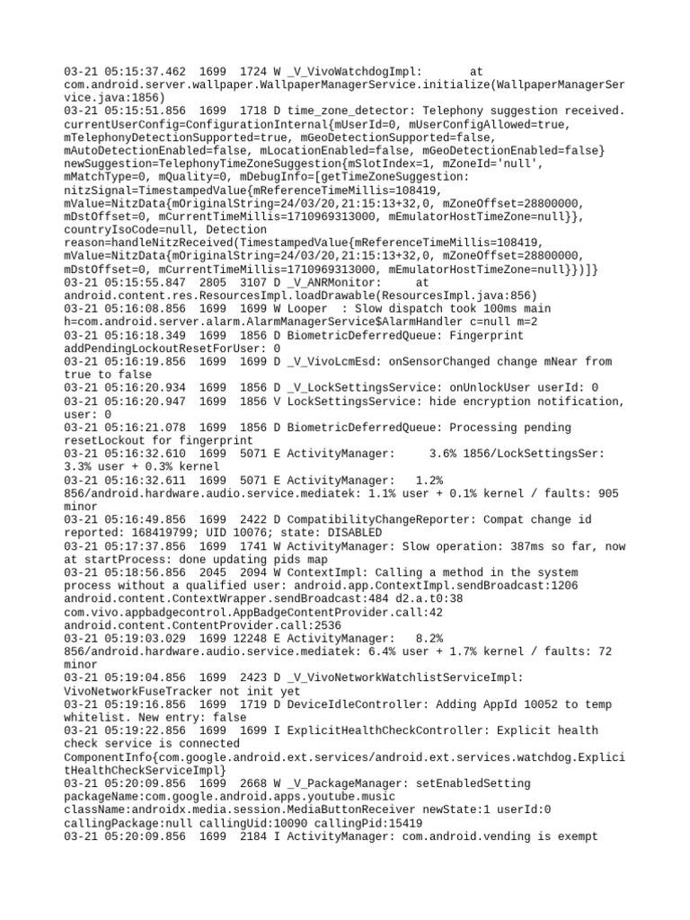 System Log: Vivo Device Network and System Events | PDF | Software Engineering | Computer ...