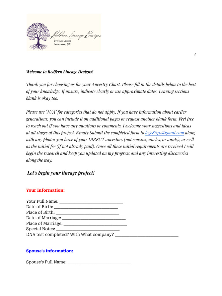 Welcome To Redfern Lineage Designs | PDF | Grandparent | Interpersonal ...
