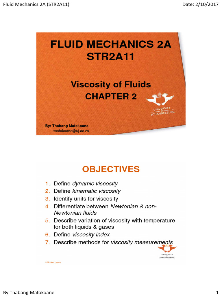CHP 02 | PDF | Fluid Mechanics | Viscosity