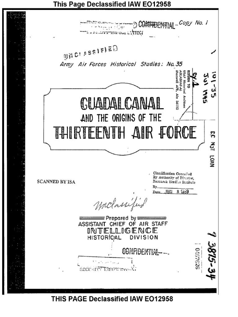 GUADALCANAL AND THE ORIGINS OF THE 13-TH AF - AAF Historical Studies: No.35 | PDF