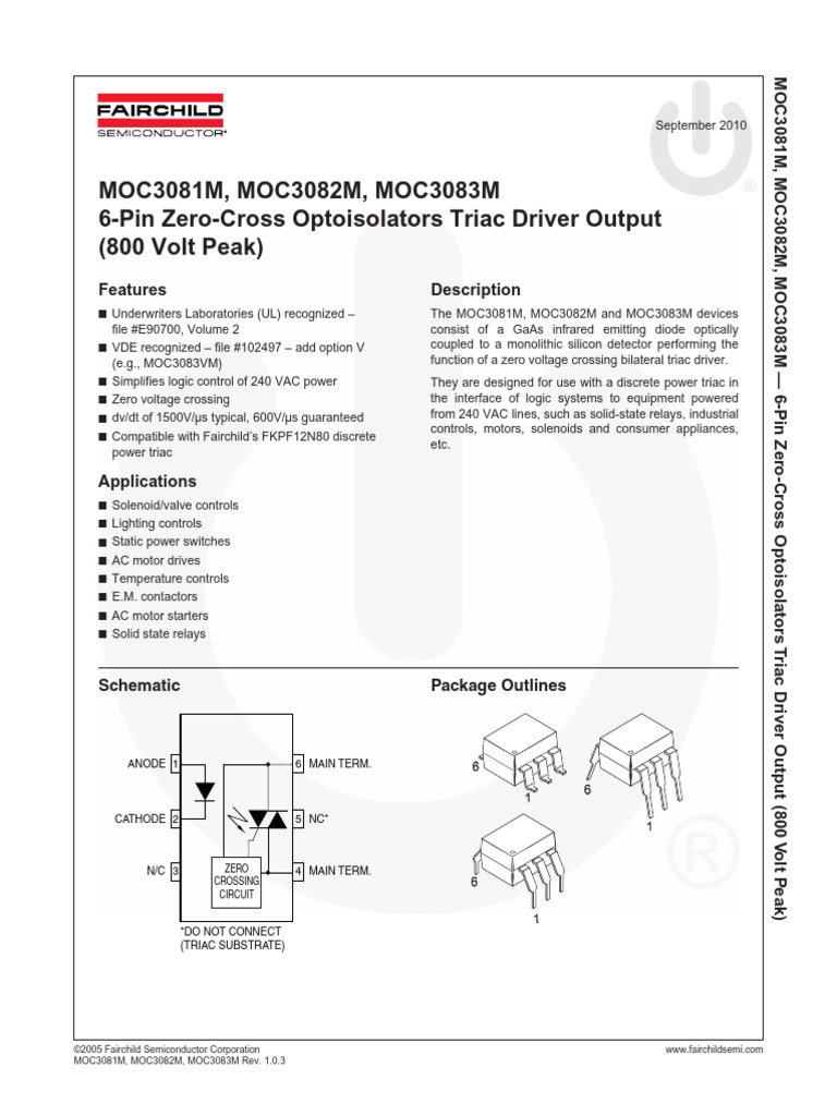 MOC3081 | PDF | Relay | Electric Power