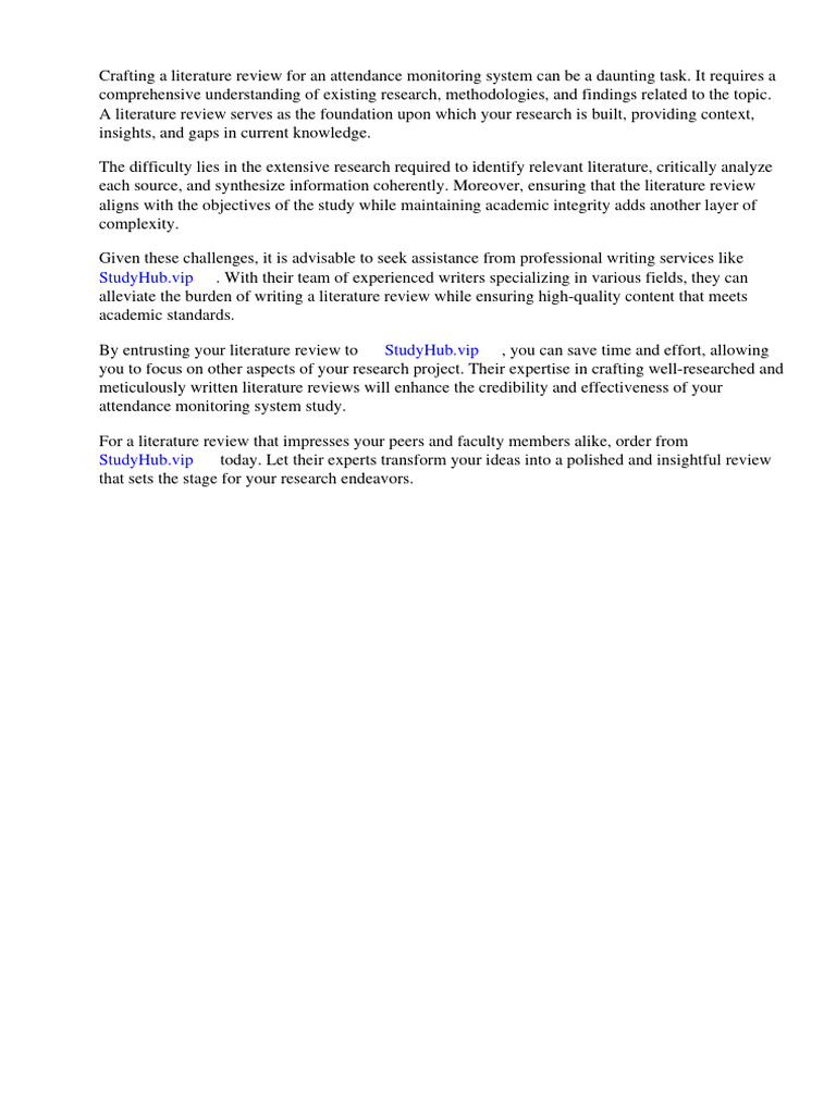 Literature Review For Attendance Monitoring System | PDF Literature Review For Attendance Monitoring System | PDF