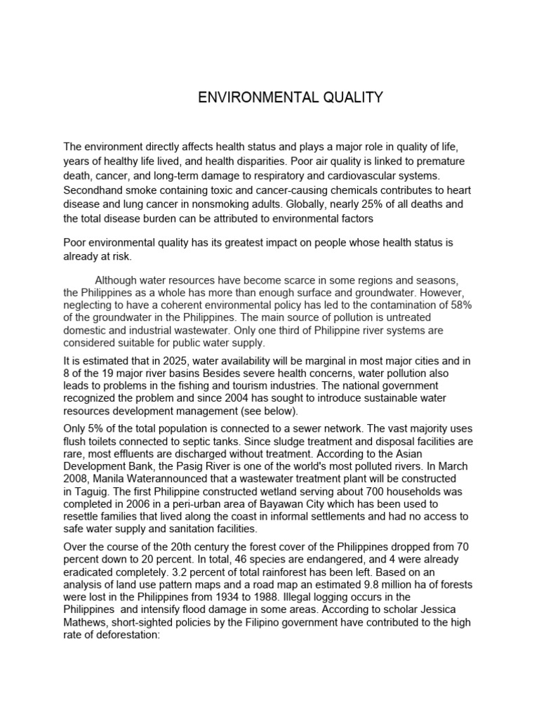Environmental Quality | PDF | Agriculture | Climate Change