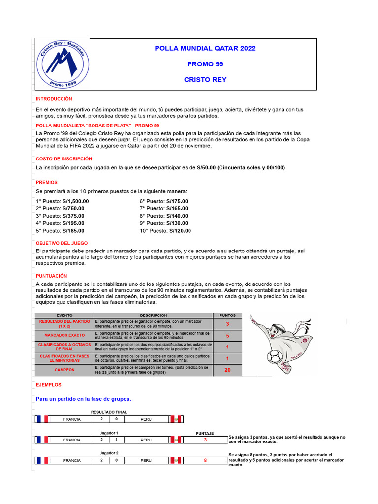 Polla Mundial Qatar 2022 Cristo Rey | PDF | Selección nacional de fútbol de Alemania ...