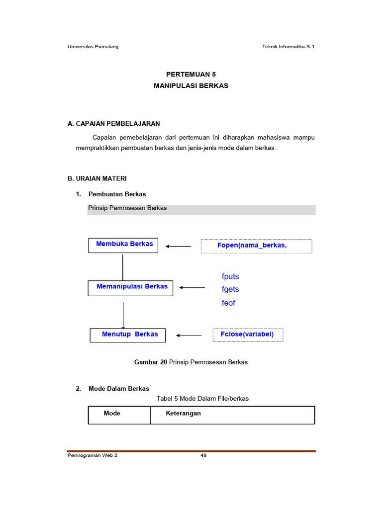 Tpl0373 Pertemuan Ke-5 Manipulasi Berkas | PDF Tpl0373 Pertemuan Ke-5 Manipulasi Berkas | PDF