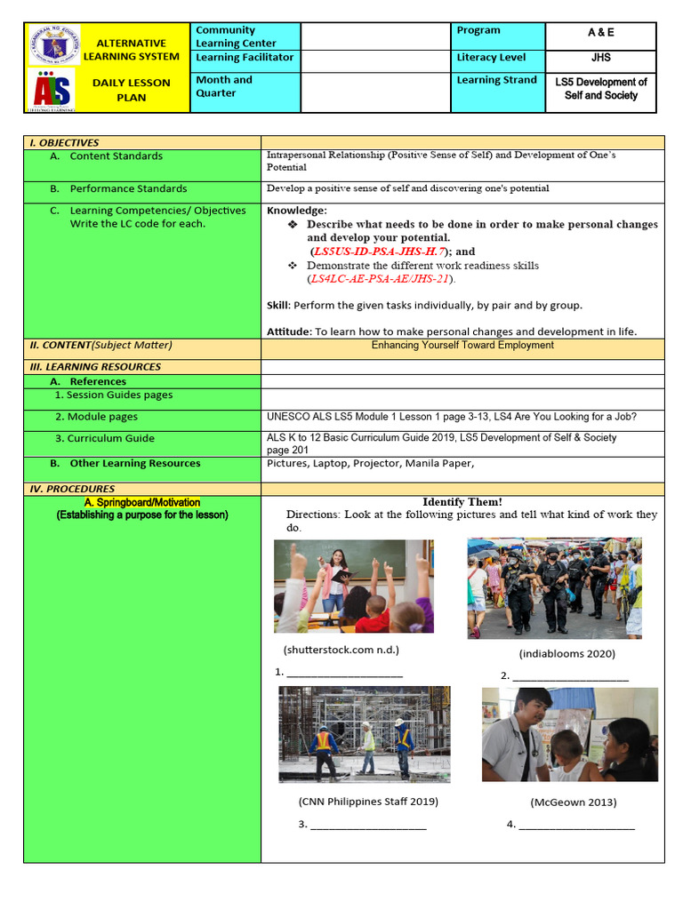 LS5 DLP-JHS (Enhancing Yourself Toward) | PDF | Learning | Cognition