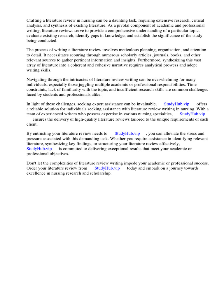Literature Review Example Nursing | PDF