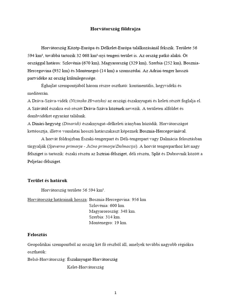 Horvatorszag Foldrajza | PDF