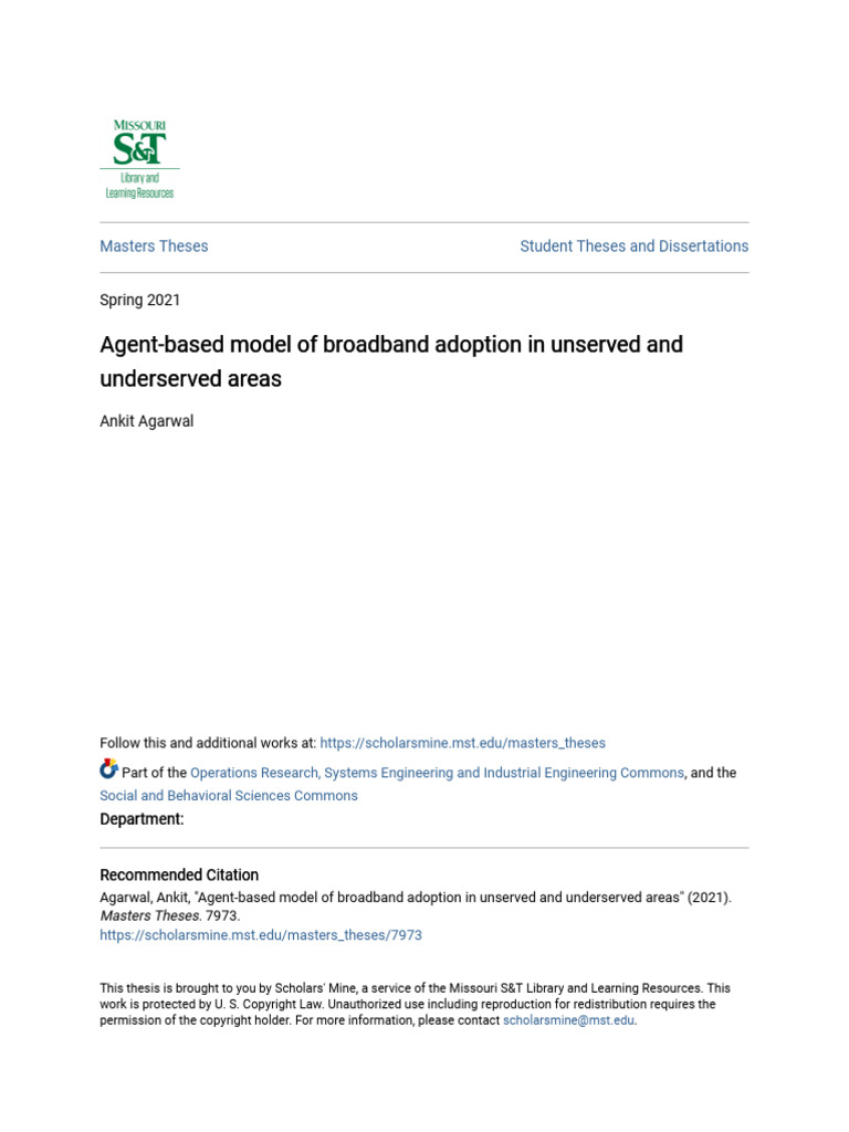 Agent-Based Model of Broadband Adoption in Unserved and Underserved Communities | PDF | Internet ...