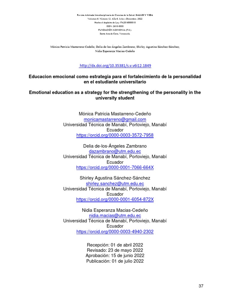 2610 8038 Raics 6 12 37 | PDF | Estrés (biología) | Las emociones