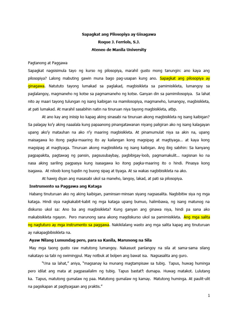 Ginagawa Ang Pilosopiya | PDF