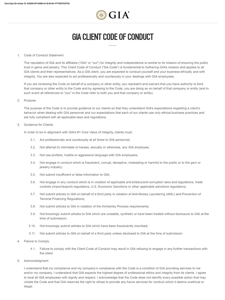 GIA Client Conduct Guidelines | PDF | Justice | Crime & Violence