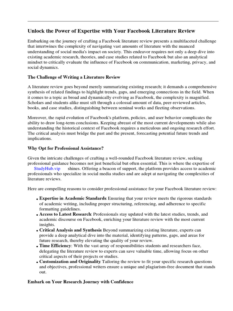 Facebook Literature Review | PDF | Social Media | Popular Culture ...