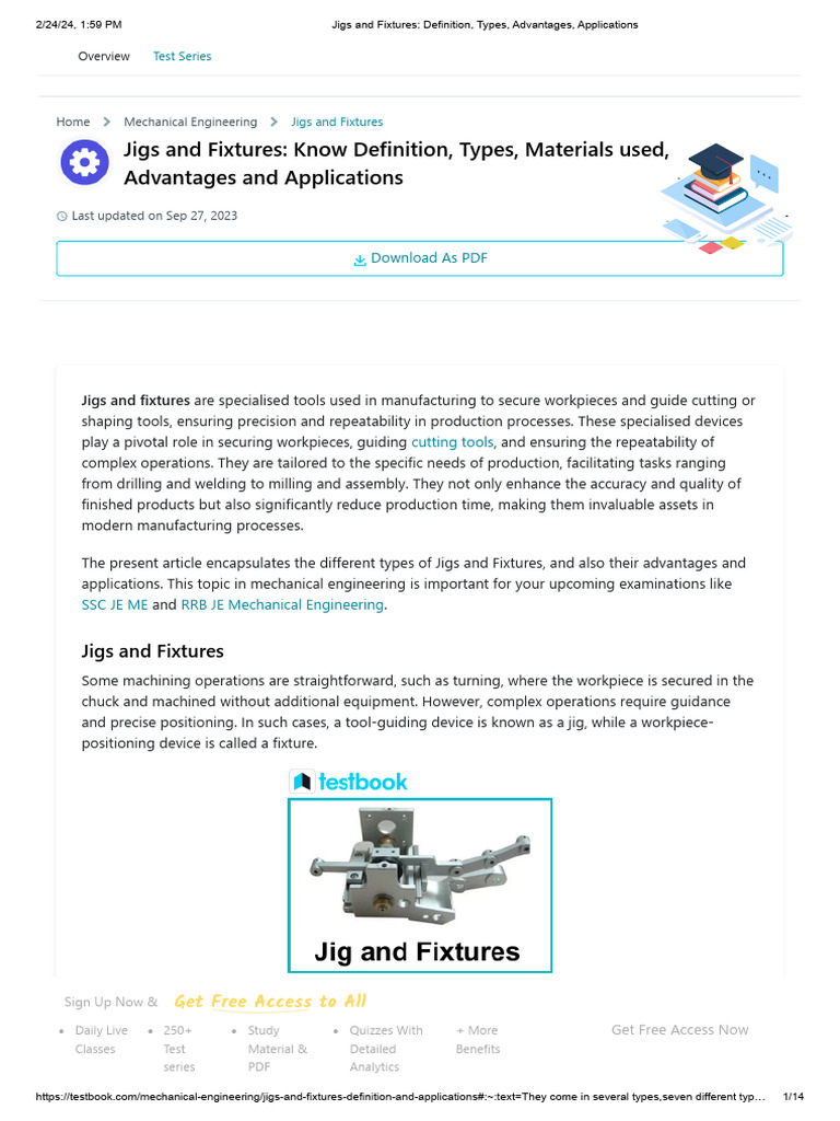 Jigs and Fixtures - Definition, Types, Advantages, Applications | PDF ...