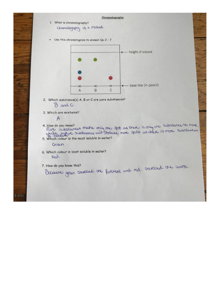 Chromatography Worksheets | PDF