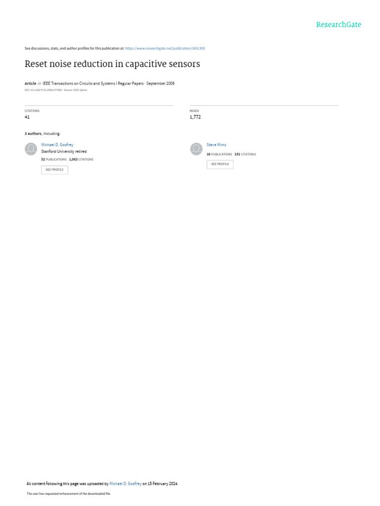 Reset Noise Reduction Final | PDF | Electrical Network | Capacitor