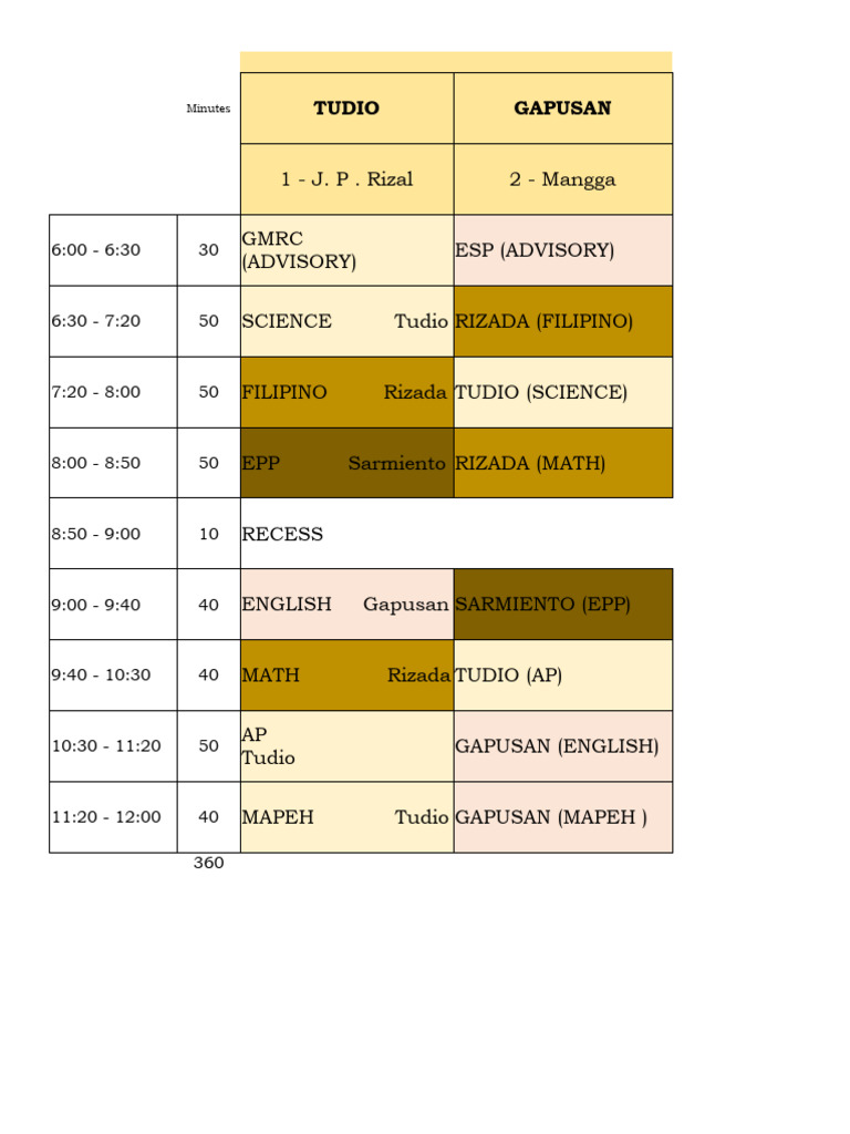Sample Class Program Sy 2024-2025 | PDF | Philippines