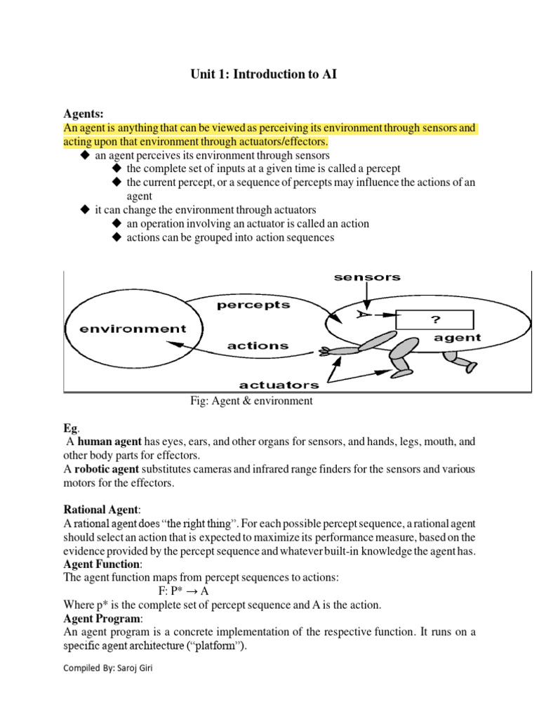 Unit 1 Agent and Environment | PDF