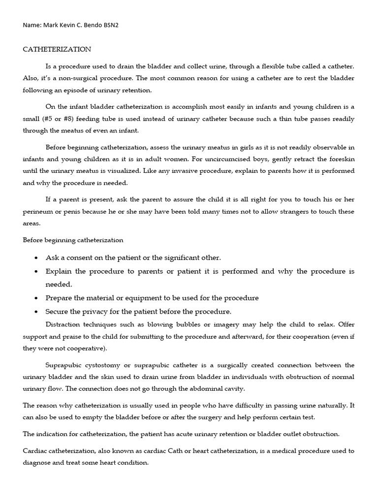 CATHETERIZATION | PDF | Catheter | Surgical Specialties