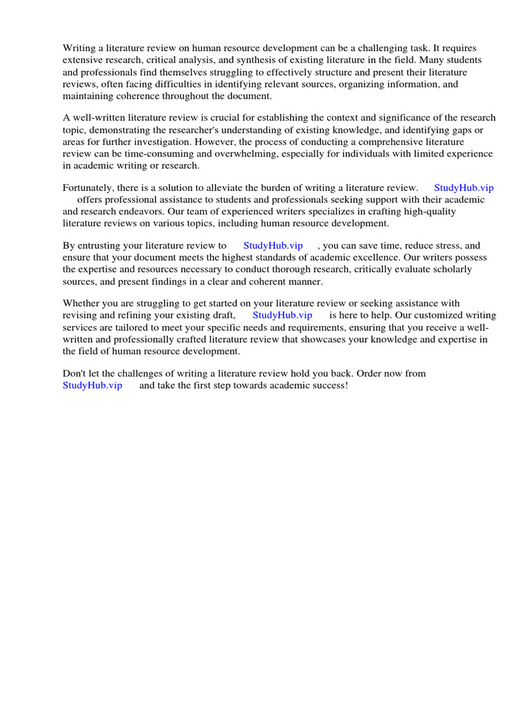 Literature Review Human Resource Development | PDF | Human Resource ...