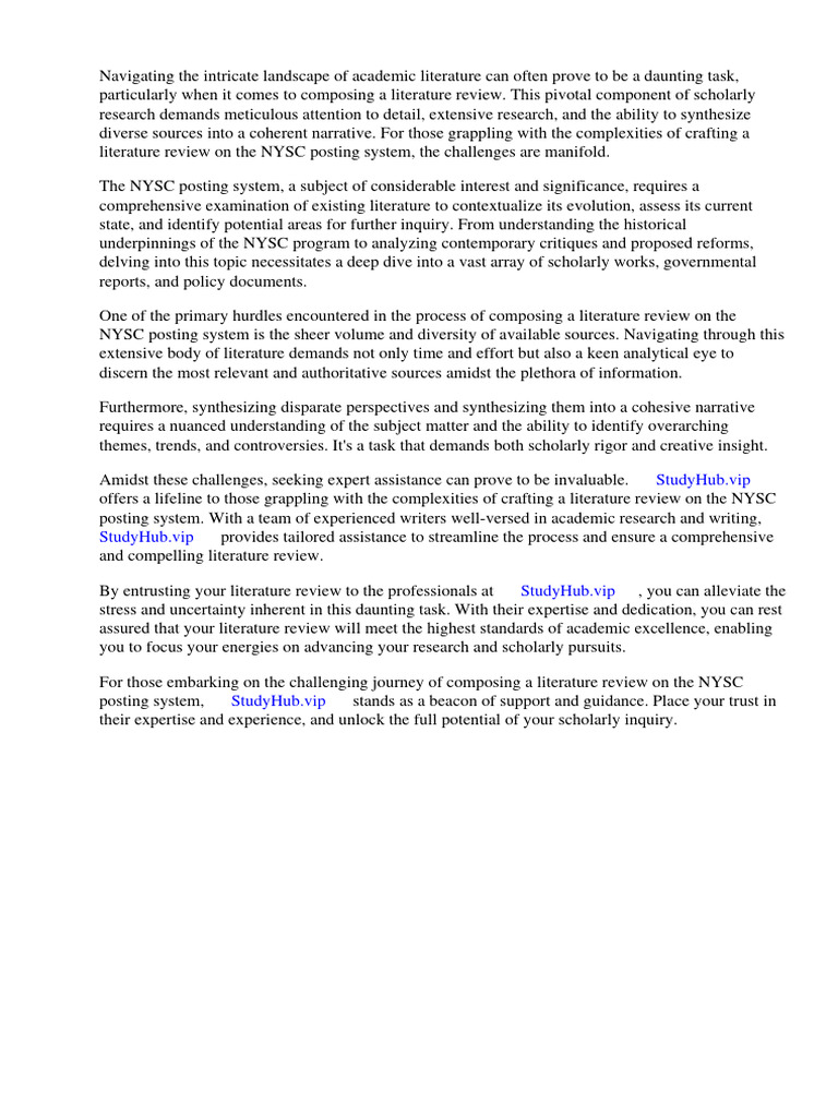Literature Review Of Nysc Posting System Pdf Usability Narrative 
