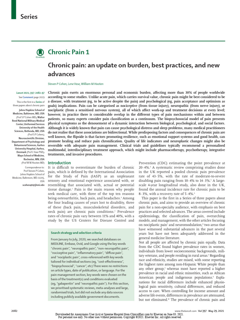 Lancet Chronic Pain | PDF | Pain | Chronic Pain