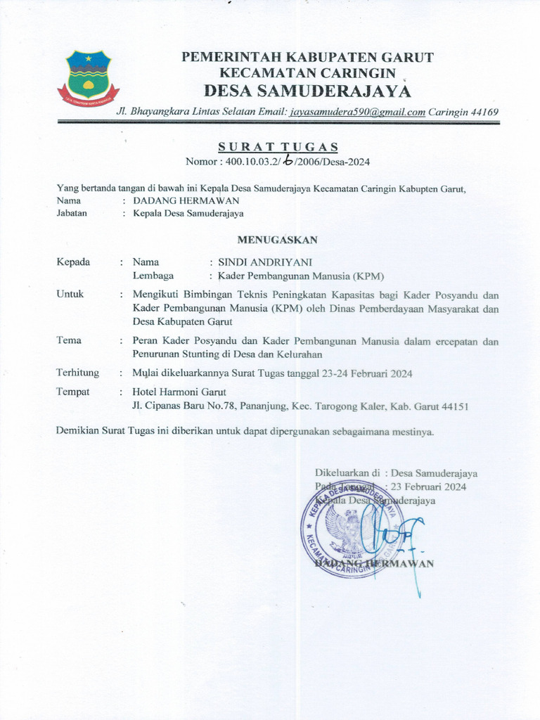 Surat Tugas KPM | PDF
