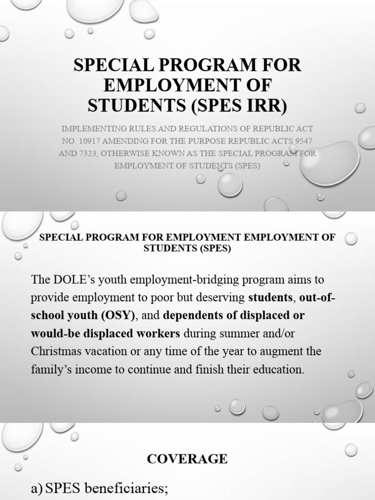 SPES IRR Presentation | PDF | Unemployment Benefits | Salary