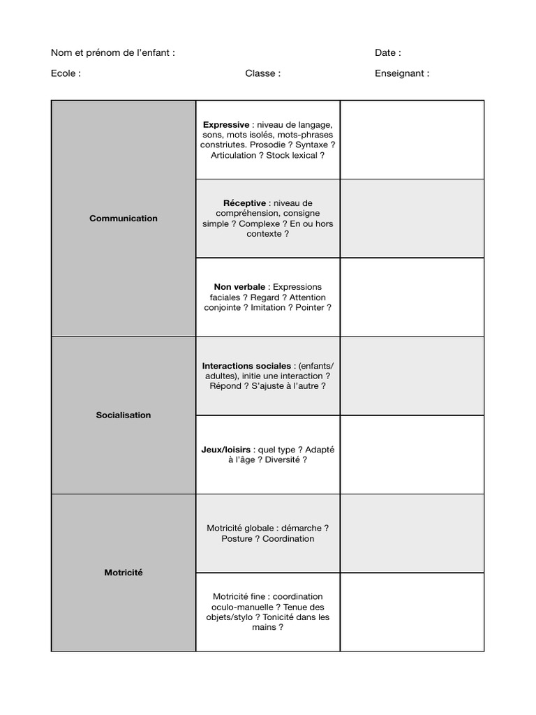 grille Observation | PDF