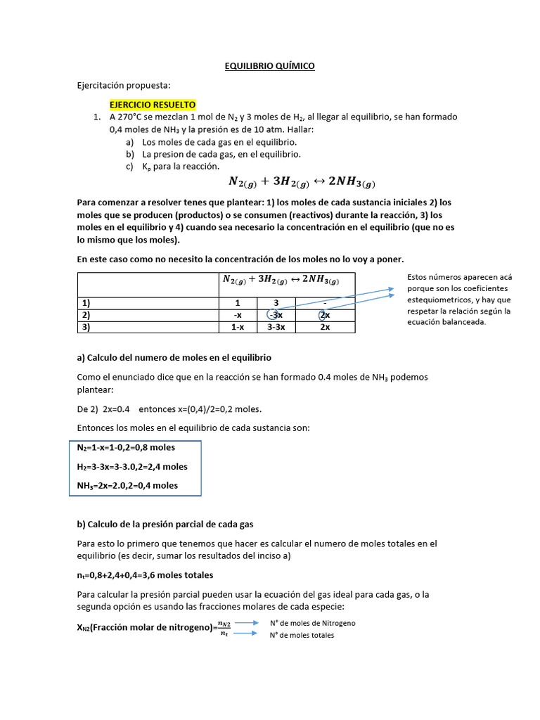 EQUILIBRIO QUÍMICO-Ejercicios 5B | PDF | Equilibrio químico | Estequiometría