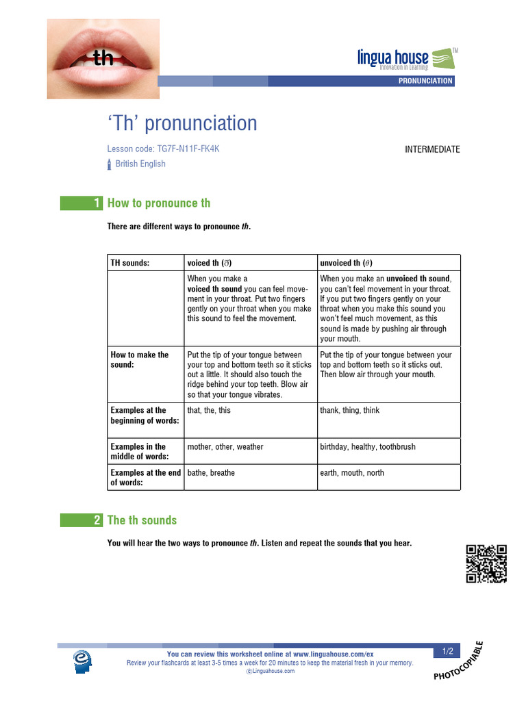 TH Pronunciation | PDF