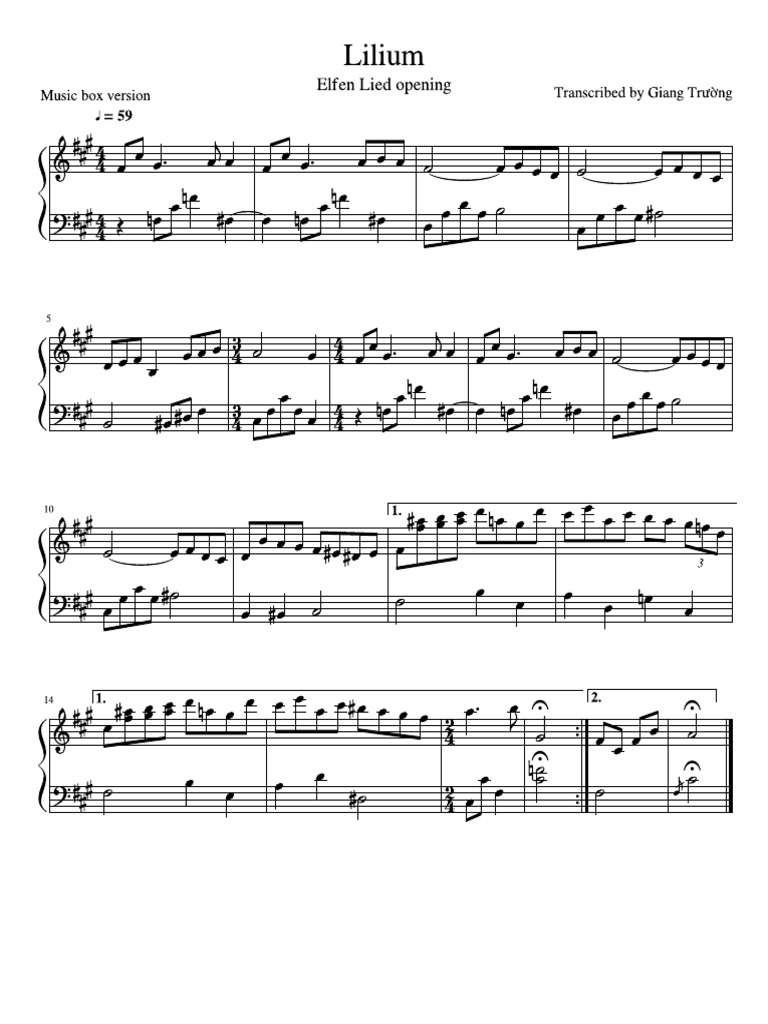 Elfen Lied - Lilium (Music Box Version) | PDF