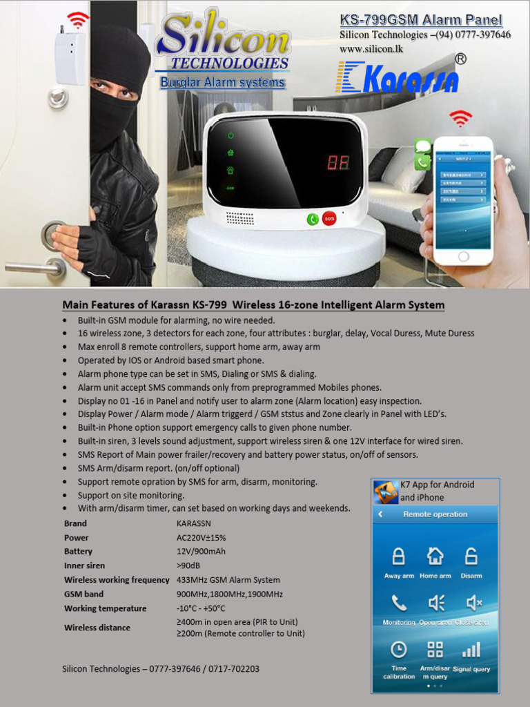 Silicon Technologies Karassn KS-799 GSM Alarm Panel | PDF