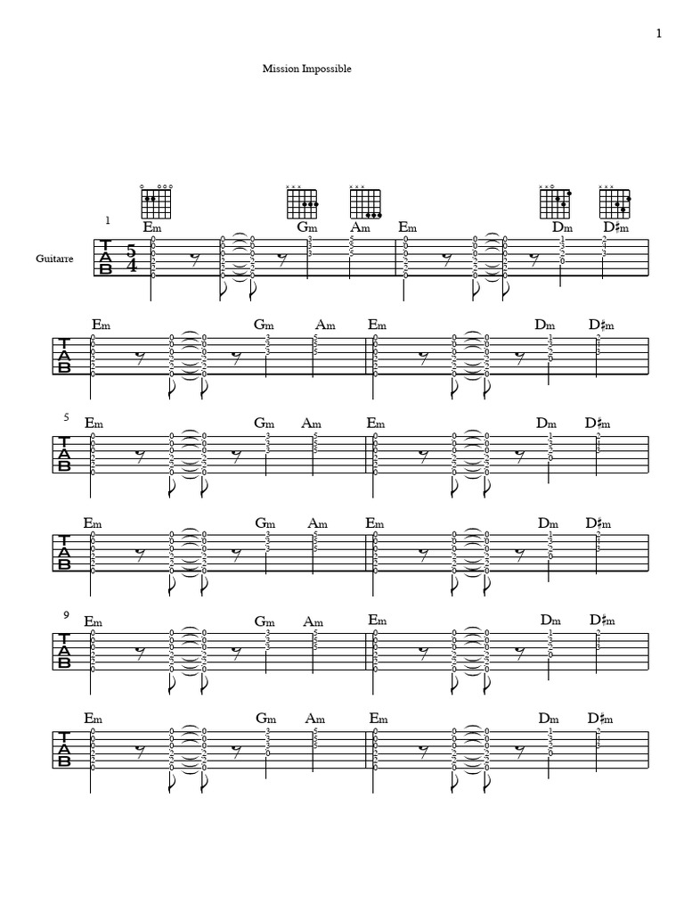 Mission Impossible Guitar Chords | PDF