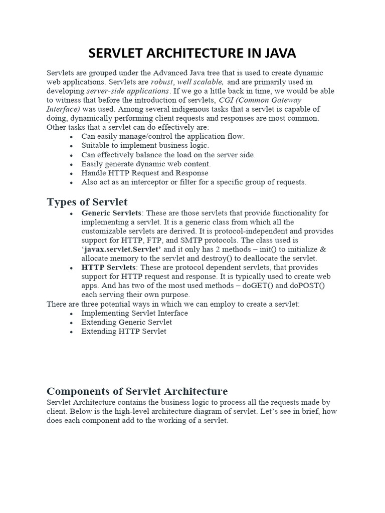 Servlet Architecture in Java | Download Free PDF | Networking | Internet & Web