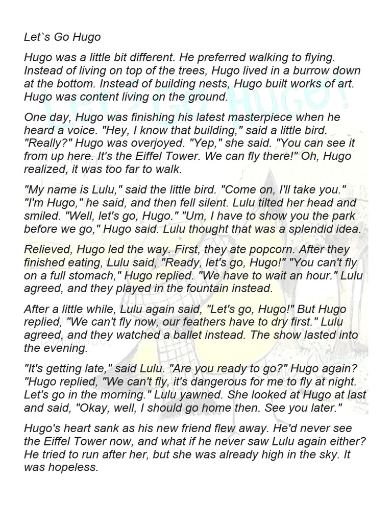 Let's Go Hugo Worksheets | PDF