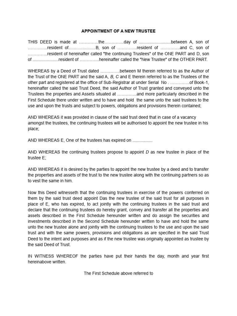 Appointment of A New Trustee | PDF