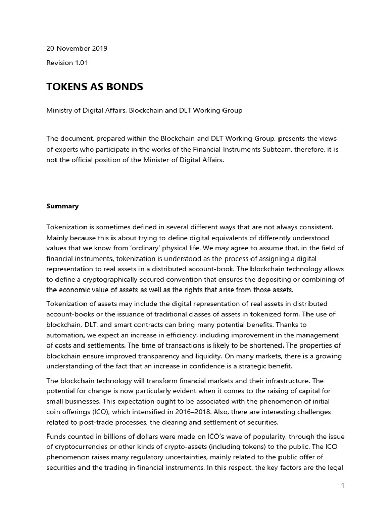 Tokens As Bonds | Download Free PDF | Securities (Finance) | Bonds ...